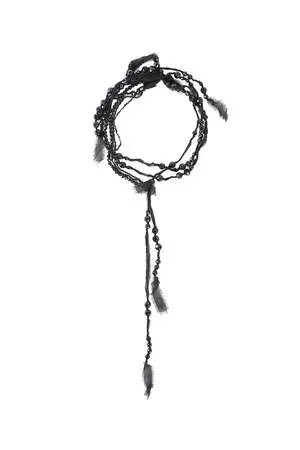 KUNDO K-170 Glass Bead And Silk Muslin Neck Piece - Black