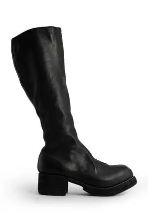 Guidi Grained Leather Zip Up Block Heel Boots