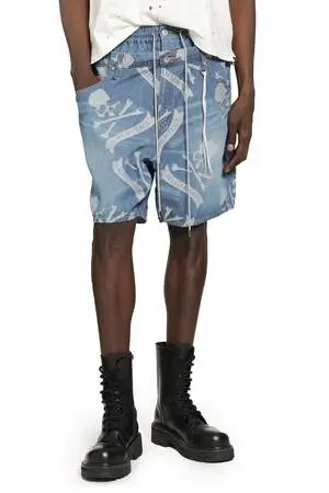 MASTERMIND WORLD Aloha Skull Jacquard Denim Shorts