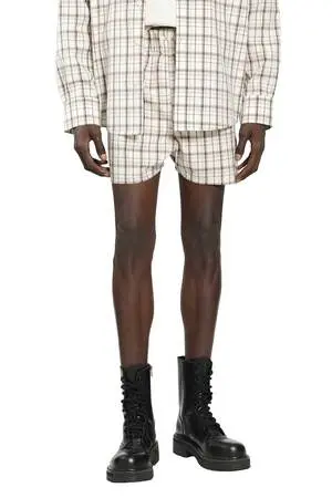 BRYAN JIMENEZ Check Cotton Poplin Boxers - Brown