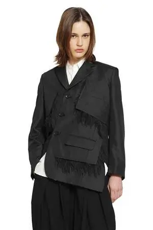 Comme Des Garçons Single-breasted Blazer With Frayed Trim