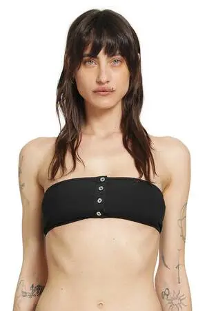 TOTEME Ribbed Strapless Bikini Top - Black