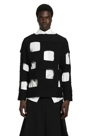 Comme Des Garçons Cut-out Cotton Nylon Knit Sweater
