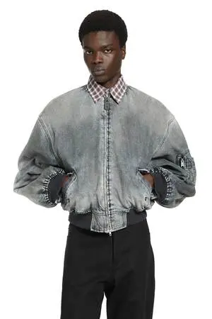 Balenciaga Standard Denim Bomber Jacket - Blue