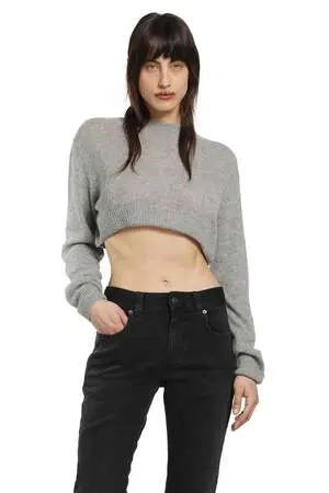 Balenciaga Cropped Cashmere Knit Crewneck Sweater