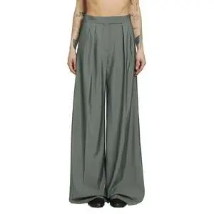 Max Mara Wide Leg Wool And Silk Trousers - Green