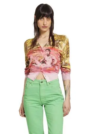 Versace Printed Silk Knit Cardigan