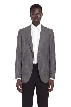 Valentino Garavani Single-breasted Blazer In Pinstripe Wool - Grey