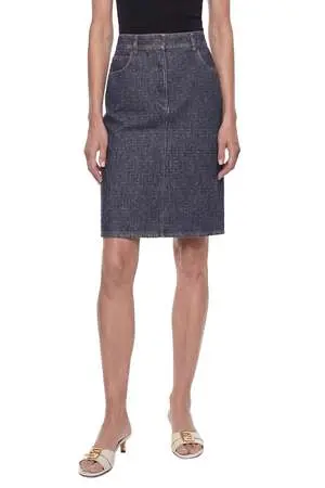 Fendi Quilted Ff Denim Skirt