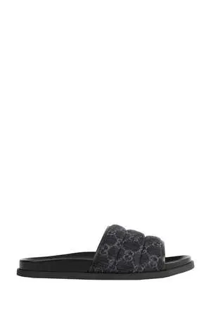 Gucci Jacquard Denim Slides - Black