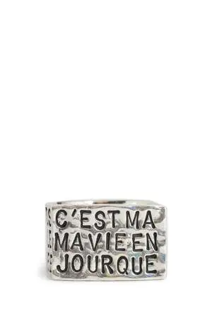 SERGE THORAVAL Ma Vie" Engraved Sterling Ring - Silver
