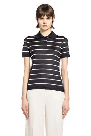 Max Mara Striped Silk Jersey Short-sleeve Polo