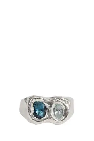 SIMUERO Buzo Ring With White And Blue Topaz - Silver