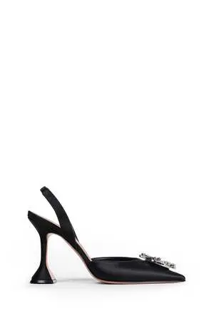 Amina Muaddi Begum Sling 95 Satin Pumps - Black
