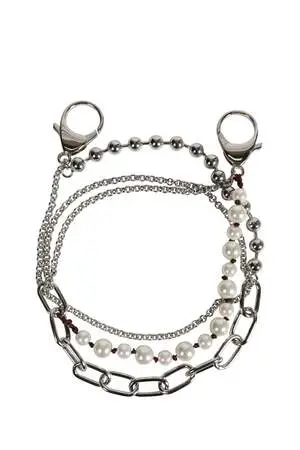 Marni Tone And Faux-pearl Charm Wallet Chain - Silver