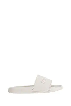Burberry Embossed Logo Slides - Beige