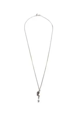 Emanuele Bicocchi Sterling Rose And Skull Pendant Necklace - Silver