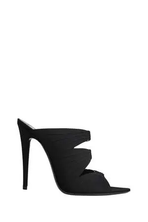 Saint Laurent Emilie Crepe Satin Mules - Black