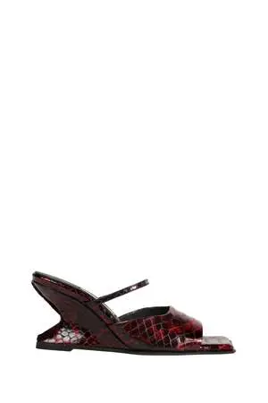 MIISTA Egle Embossed Leather Wedge Sandals