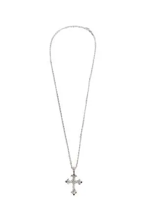 Emanuele Bicocchi Sterling Rose Cross Necklace - Silver