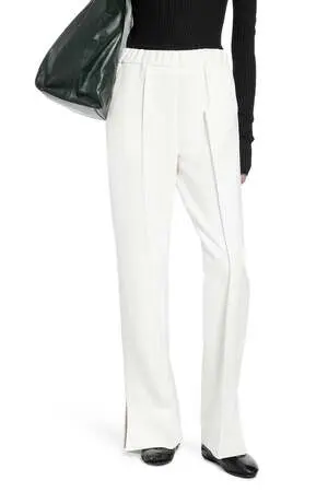 JIL SANDER Technical Cotton Jersey Wide Leg Trousers - Off-white