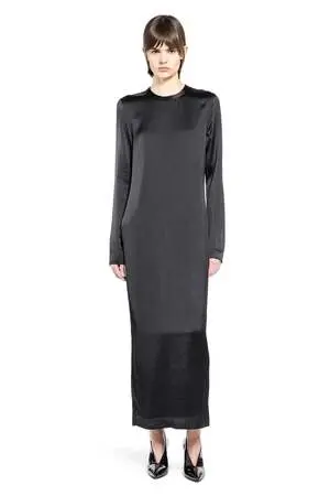 TOTEME Long Sleeve Satin Maxi Dress - Black
