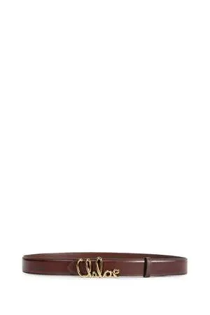 Chloé CHLOÉ Iconic Logo Leather Belt Brown