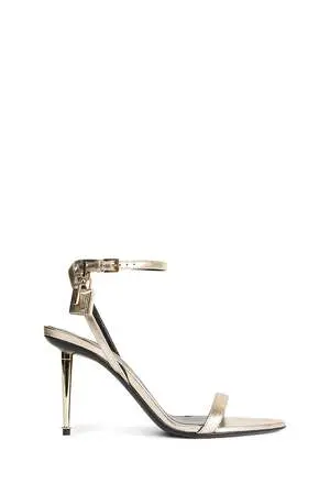 TOM FORD Laminated Nappa Pointy Toe Stiletto Sandal - Silver