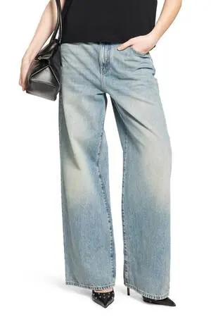 Alexander McQueen Wide Leg Washed Denim Trousers