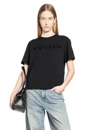 Alexander McQueen Boxy Velvet Logo T-shirt