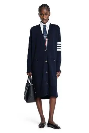 Thom Browne 4-bar Long Merino Wool Cardigan