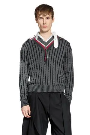 CRAIG GREEN V-neck Cable Jumper With Fringe Detail