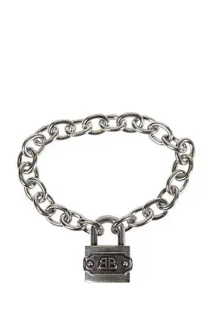 Balenciaga Tone Bb Padlock Bracelet - Silver