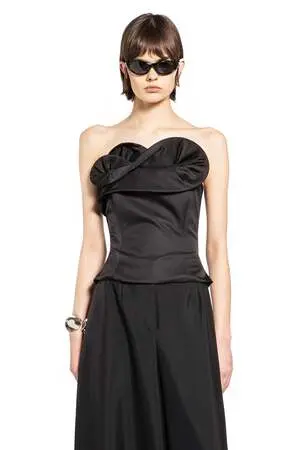 Magda Butrym Wool Silk Corset With Sculptural Flower Detail - Black