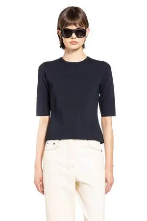Max Mara Viscose Nylon Short Sleeve Top - Blue