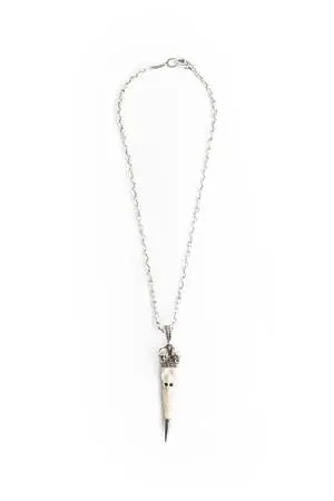 KD2024 Gold-plated Sterling Skull Horn Pendant Necklace - Silver