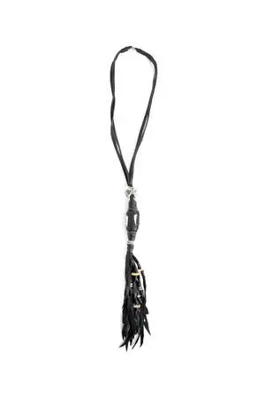 KD2024 Sterling Silver Jaguar Head Leather Necklace - Black