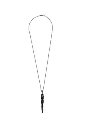 KD2024 Buffalo Horn Pendant Necklace With Sterling Chain - Silver