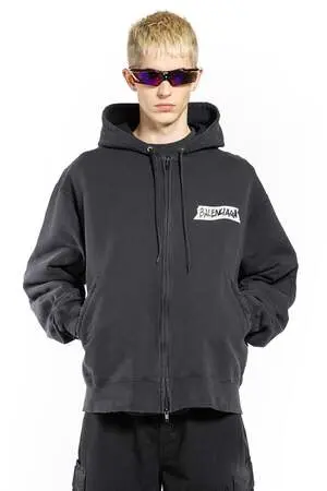 Balenciaga Masking Tape Graphic Zip-up Hoodie