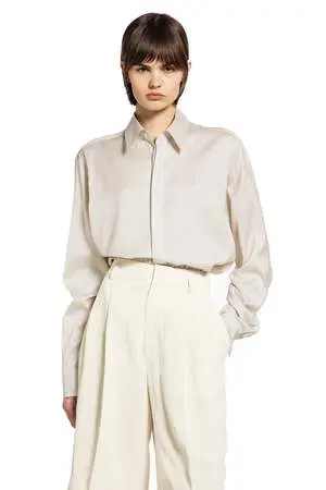 PETAR PETROV Brown Stripe Silk Cotton Shirt