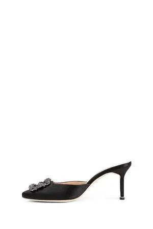 Manolo Blahnik Hangimisu Satin Buckle Mules