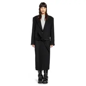 Attico Long Wool Coat - Black