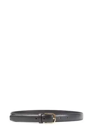 TOTEME Slim Leather Trouser Belt With Gold-tone Buckle - Black