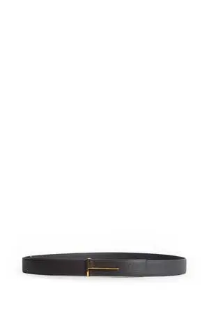 TOM FORD Slim Reversible Leather Belt With Gold-tone T-buckle - Brown
