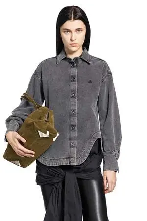 Attico Eliza Washed Denim Shirt - Black