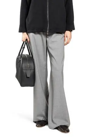 Max Mara Stretch Wool Cloth High-waisted Wide-leg Trousers