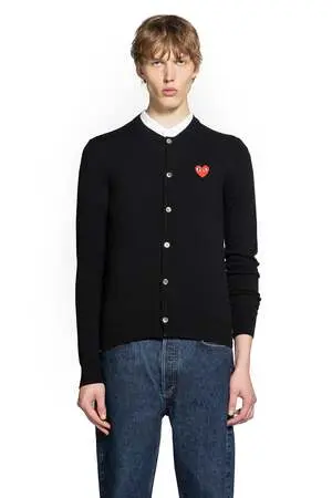 Play Comme Des Garcon Comme Des Garçons Play Wool Heart Cardigan - Black
