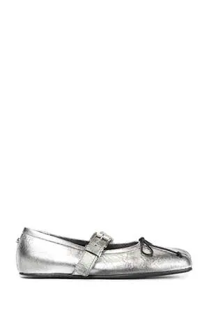 ANN DEMEULEMEESTER Zoey Ballerinas In Dusty Laminated Leather
