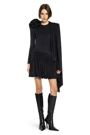 Vaquera Stretch Jersey Mini Dress With Flower Appliqu