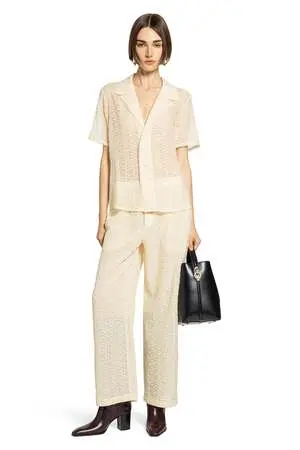 Saint Laurent Textured Button-up Shirt And Wide-leg Trousers Set - Beige